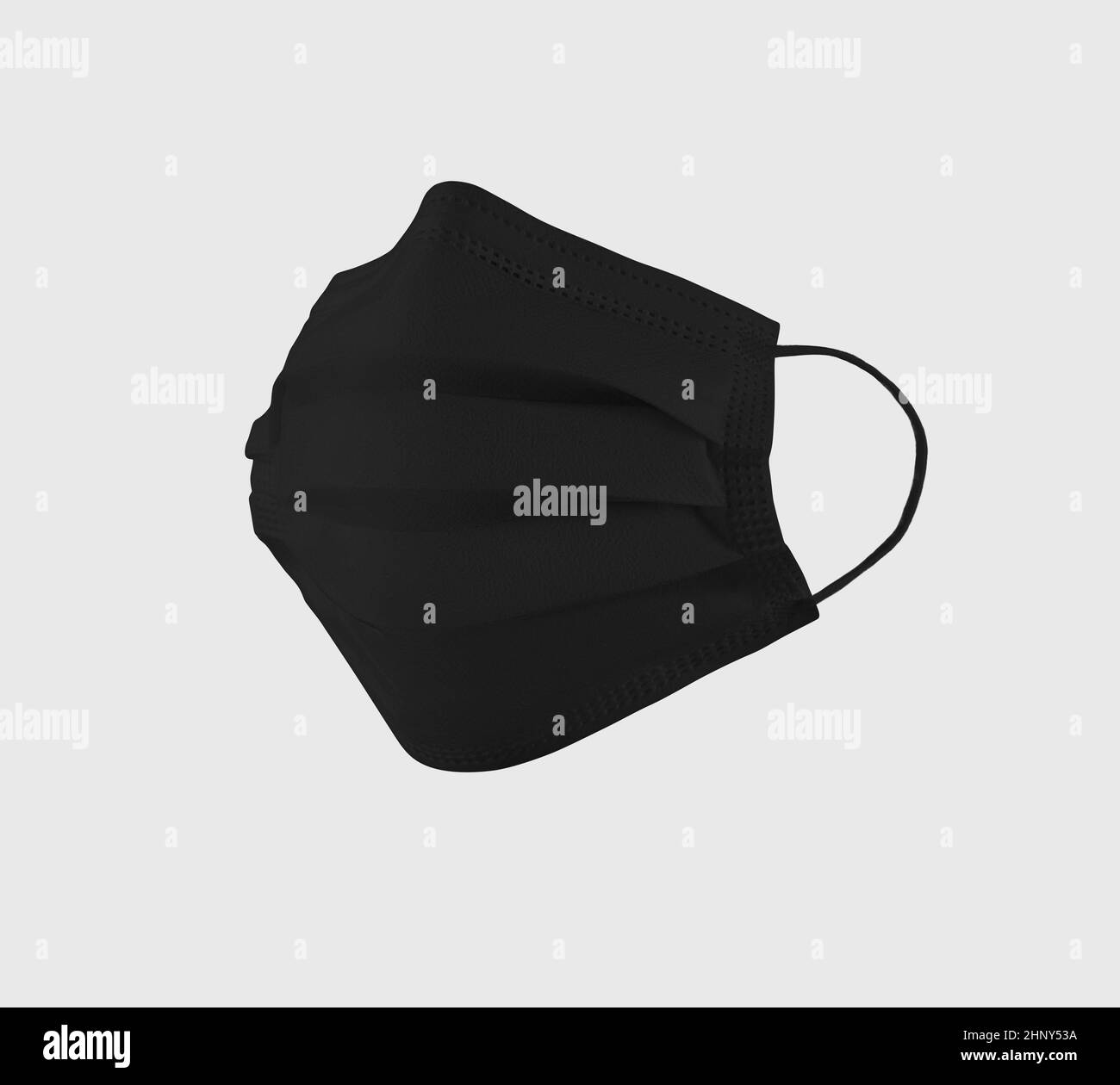 Black surgical mask mockup, 3D rendering, side view, respirator with ...
