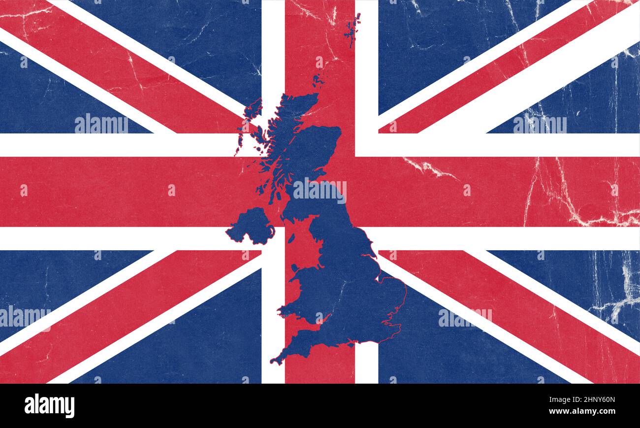 british minimalist map with the national flag. rich and colorful and ...