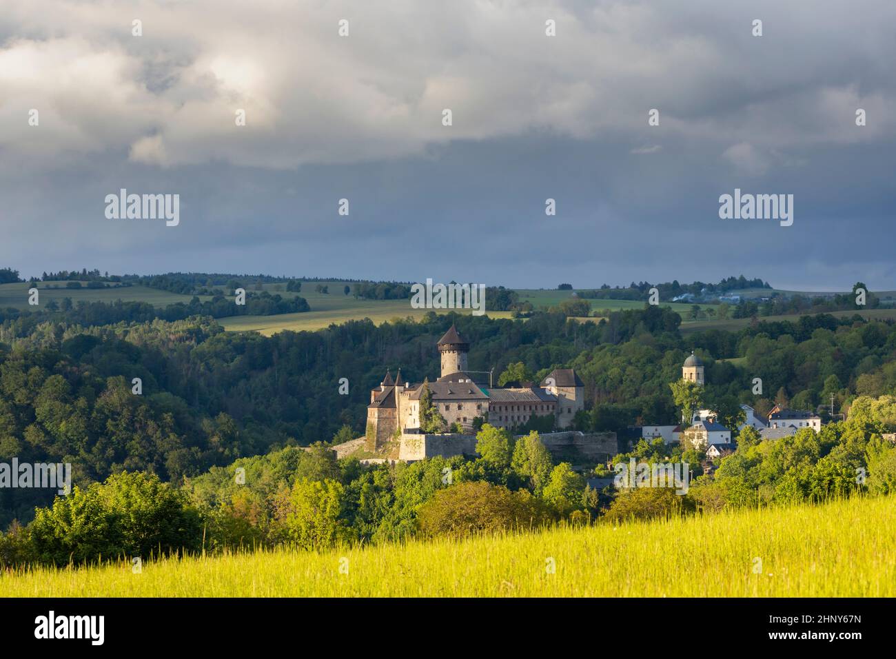 Sovinec castle in Nizky Jesenik, Northern Moravia, Czech republic Stock ...