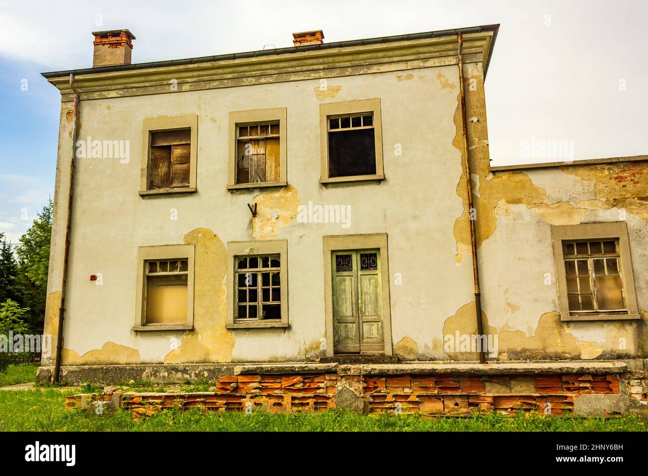 Old abandoned broken damaged and dirty house building in Slovenia Stock ...
