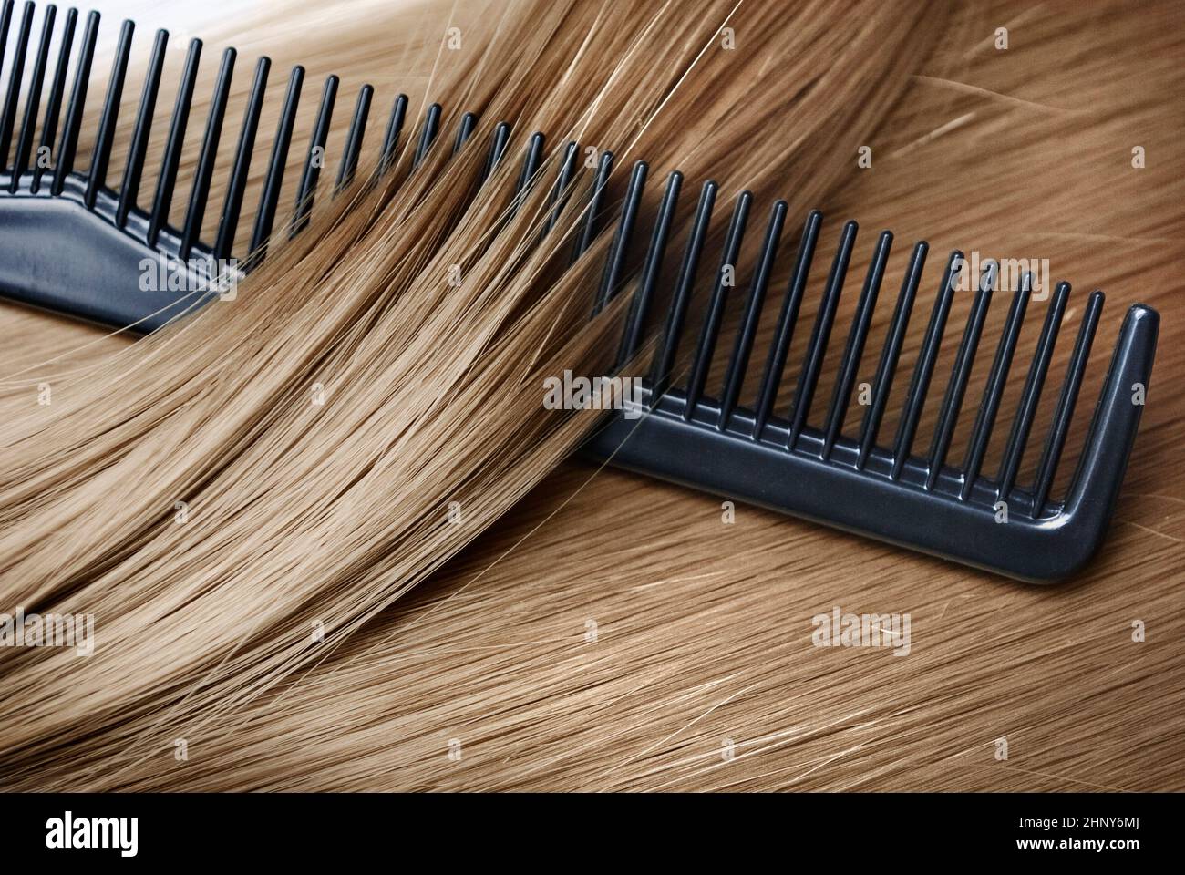 Long healthy blond hair and cumb Stock Photo - Alamy