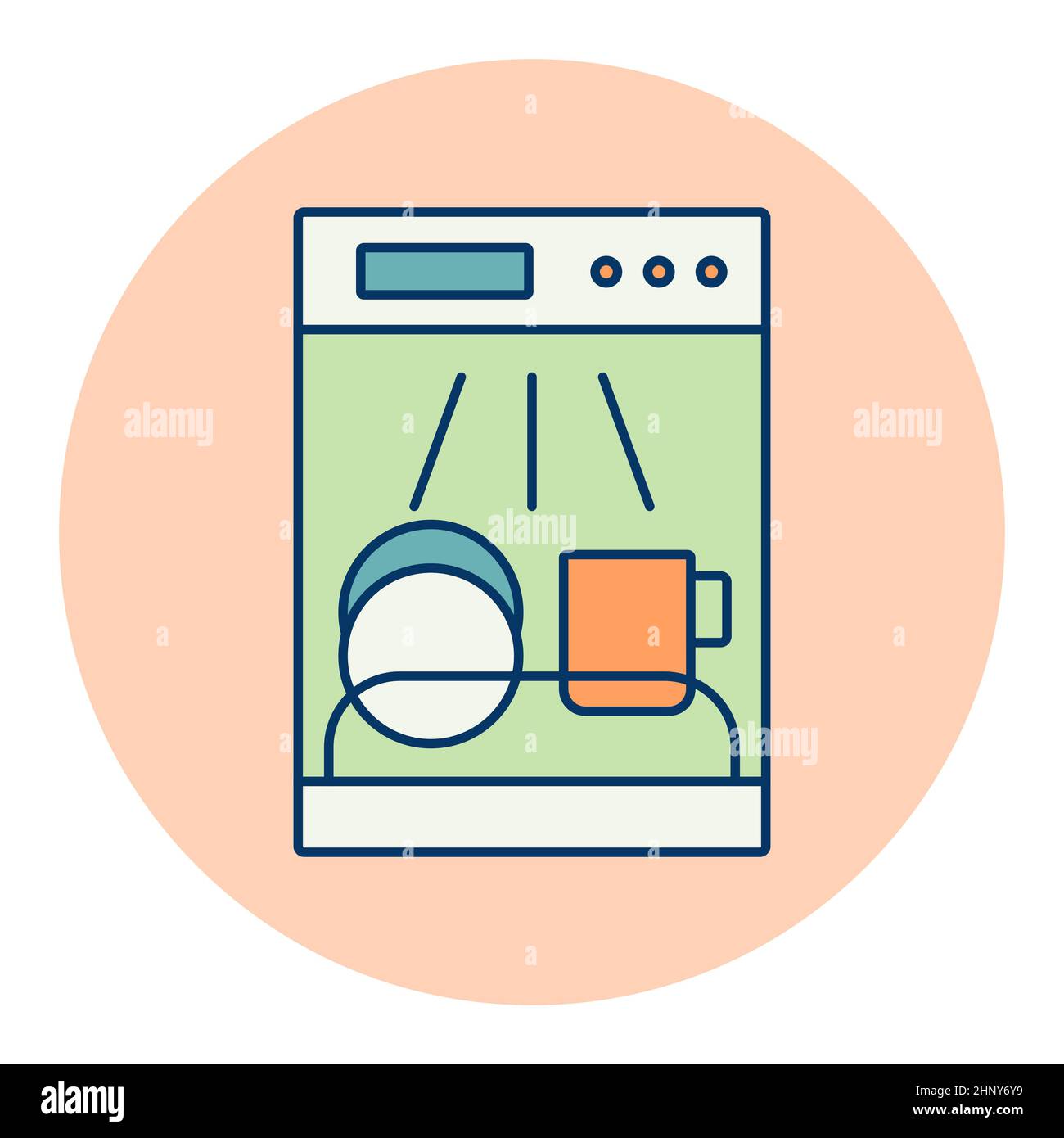 Dishwasher vector color icon. Electric kitchen appliance. Graph symbol ...