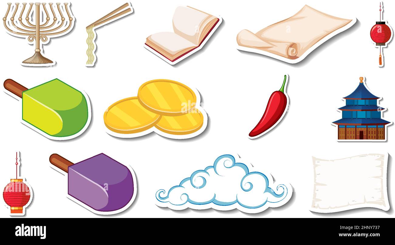 Set of different traditional objects illustration Stock Vector Image ...