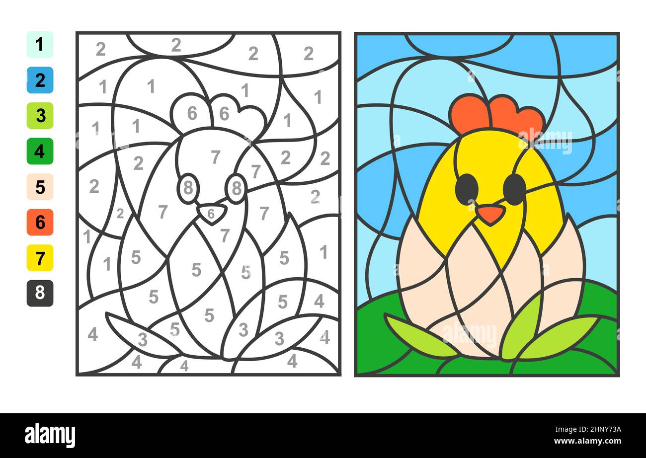 Color by numbers Easter egg hunt. Puzzle game for children education ...