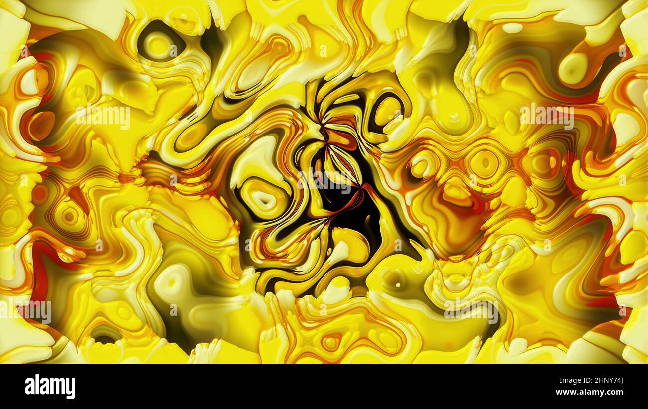 Futuristic liquid metal with 3d render of blurry spots. Abstract moving ...