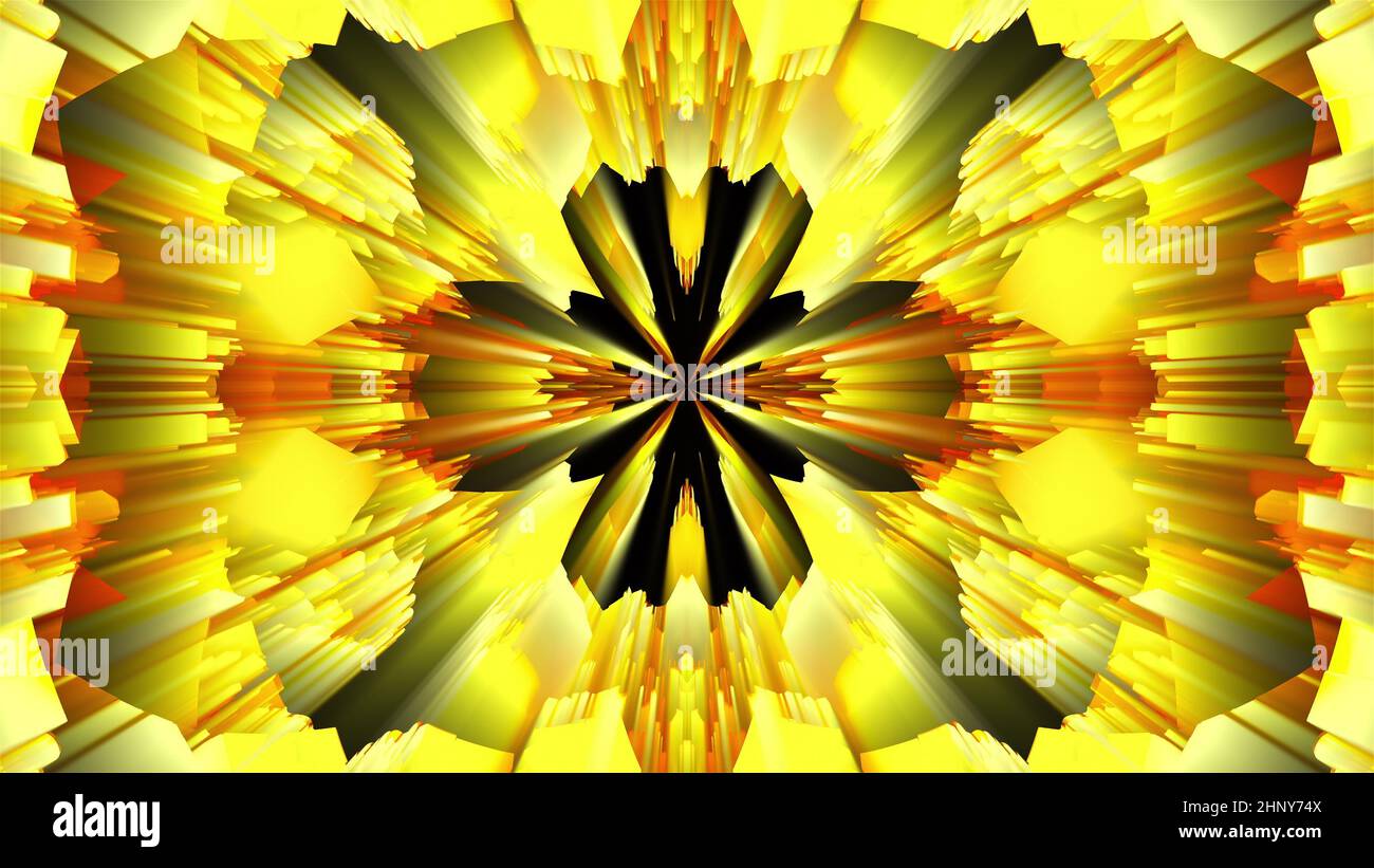 3D rendering radiation from the center of golden flickering particles ...