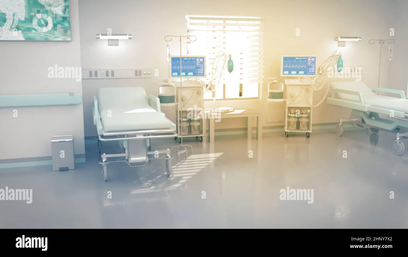 hi-tech hospital room, medical healing . fictitious cg abstract 3D ...