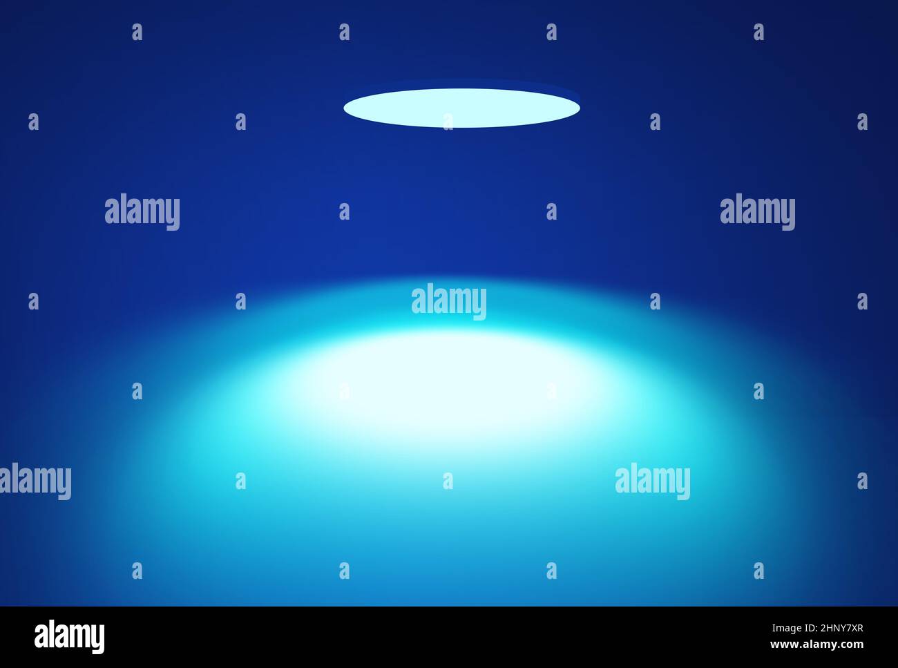 Light effect on ground. 3d light on blue background. 3d illustration ...