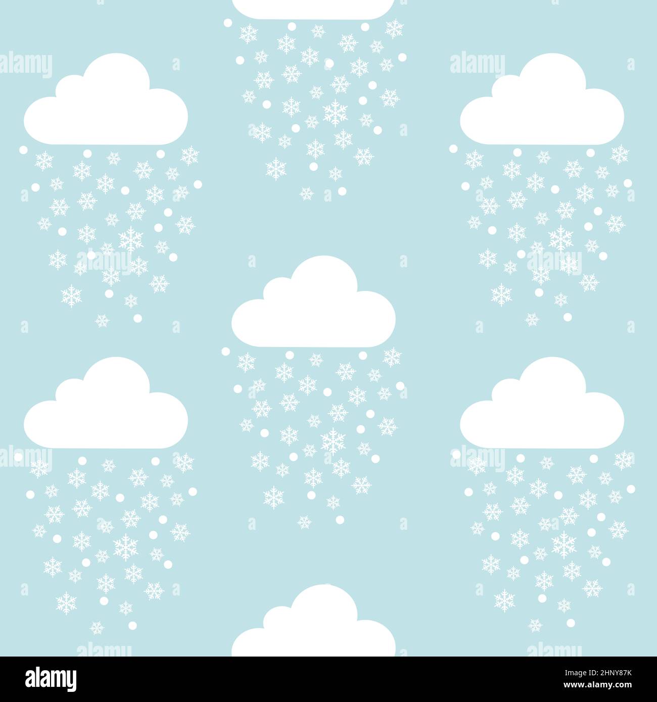 Cartoon clouds with snowflakes seamless background Stock Photo - Alamy