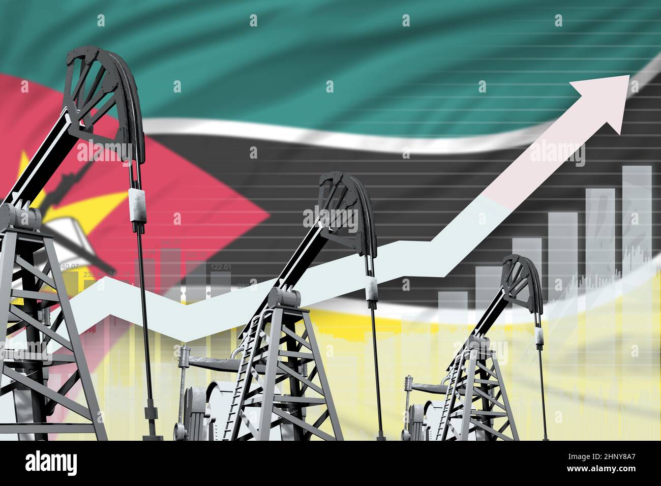 Mozambique oil industry concept, industrial illustration - rising up ...