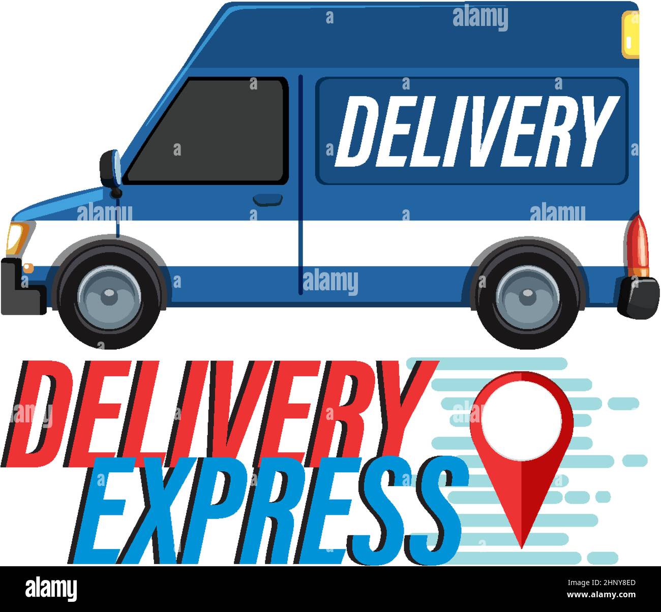 Delivery Express wordmark with panel van illustration Stock Vector ...