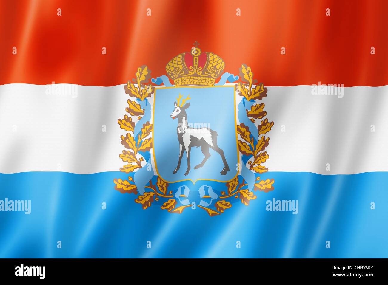 Samara state - Oblast - flag, Russia waving banner collection. 3D ...