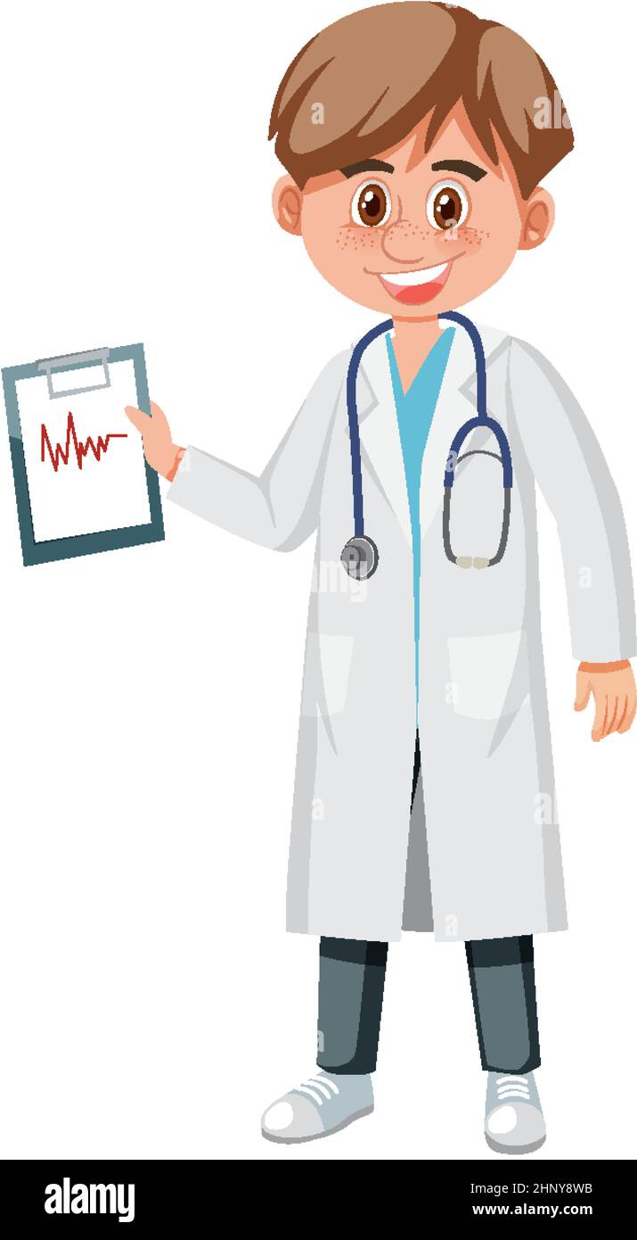 A male doctor cartoon character on white background illustration Stock ...