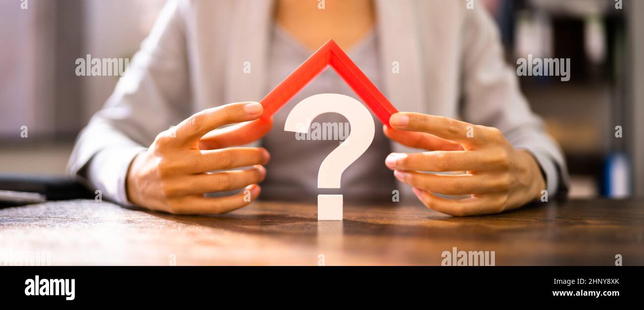 Real Estate House Question Mark And Mortgage Confusion Stock Photo - Alamy