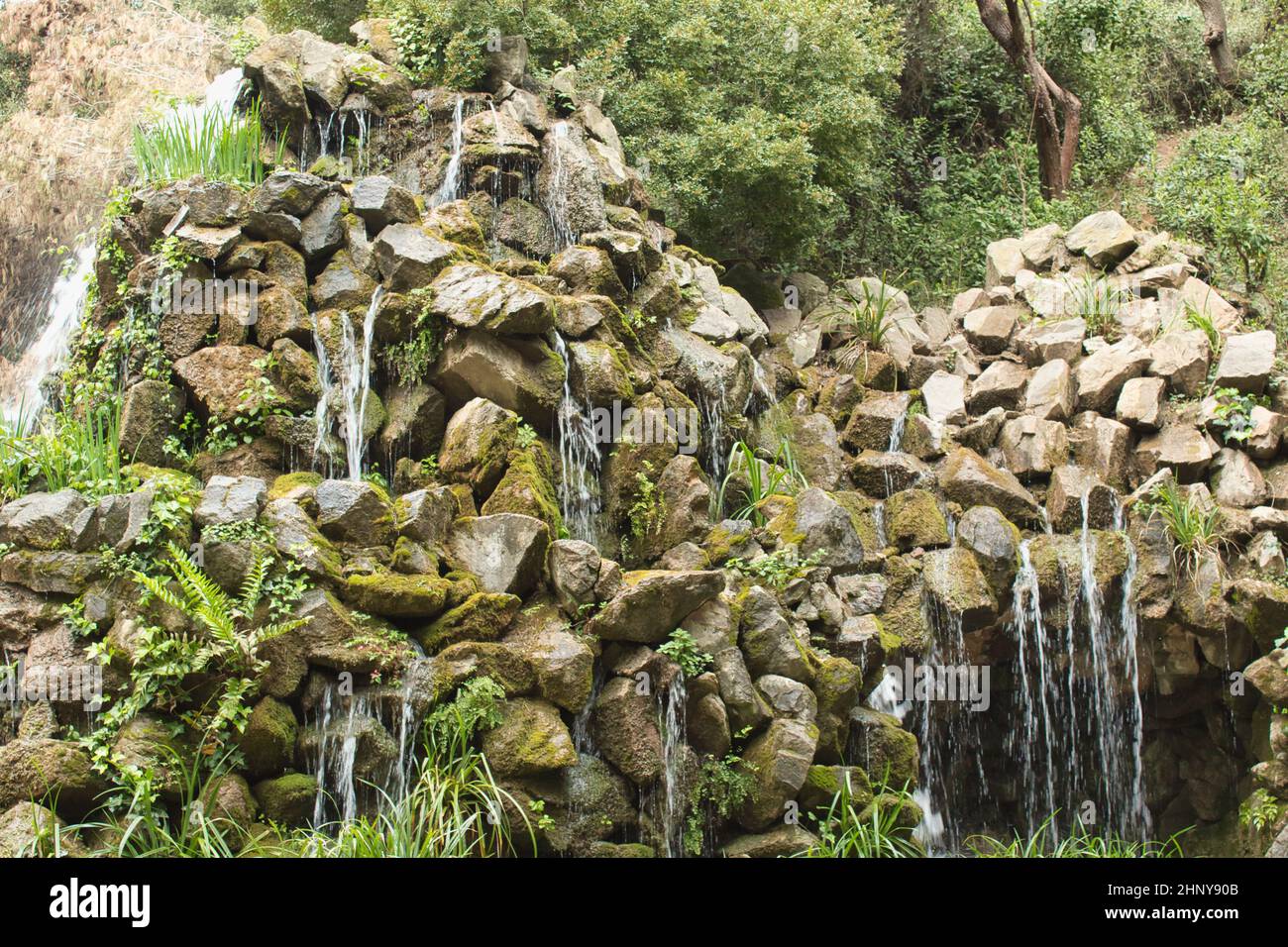 Beautiful cascade waterfall falling between hi-res stock photography ...