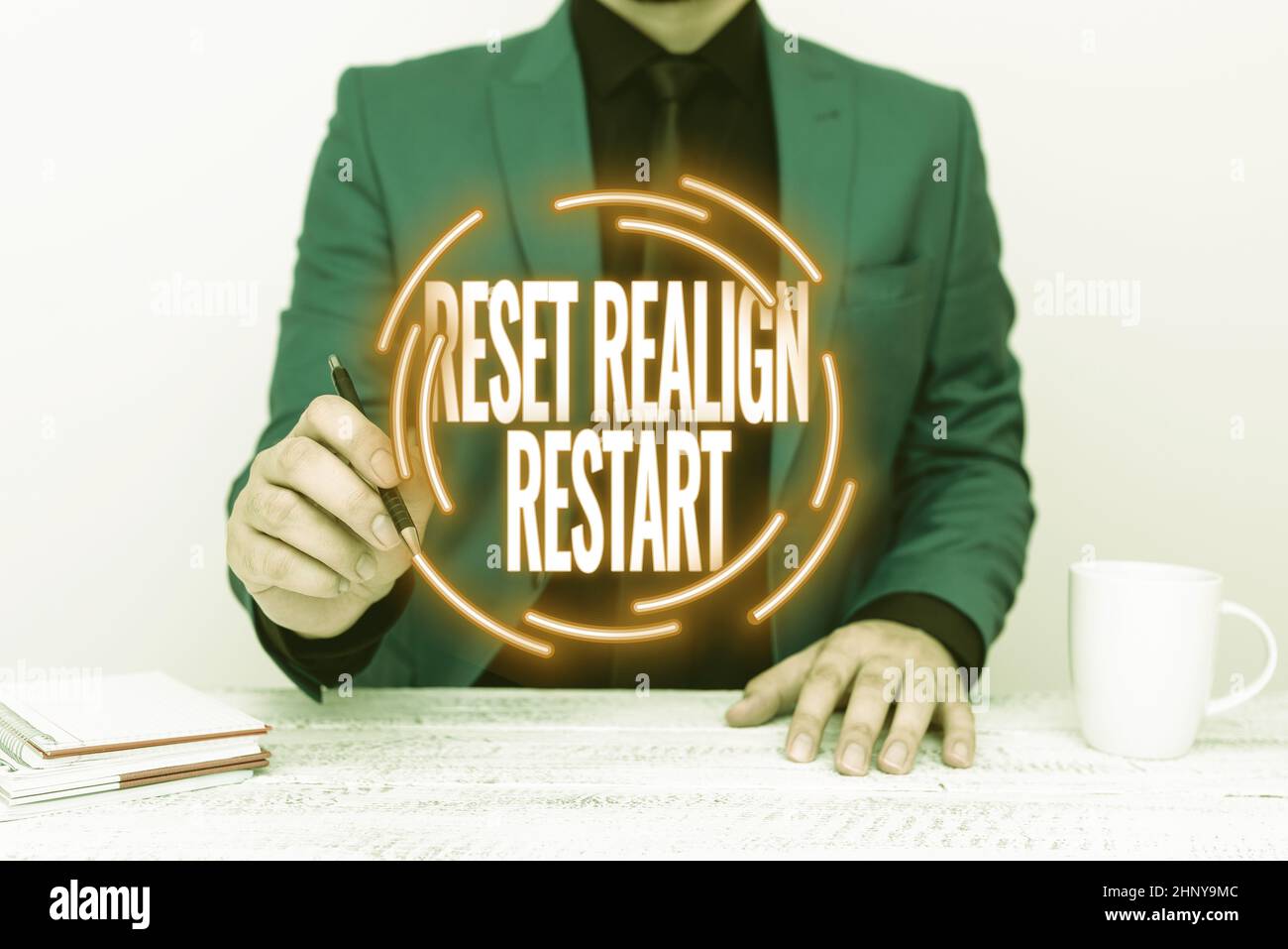 Conceptual caption Reset Realign Restart, Concept meaning Life audit ...