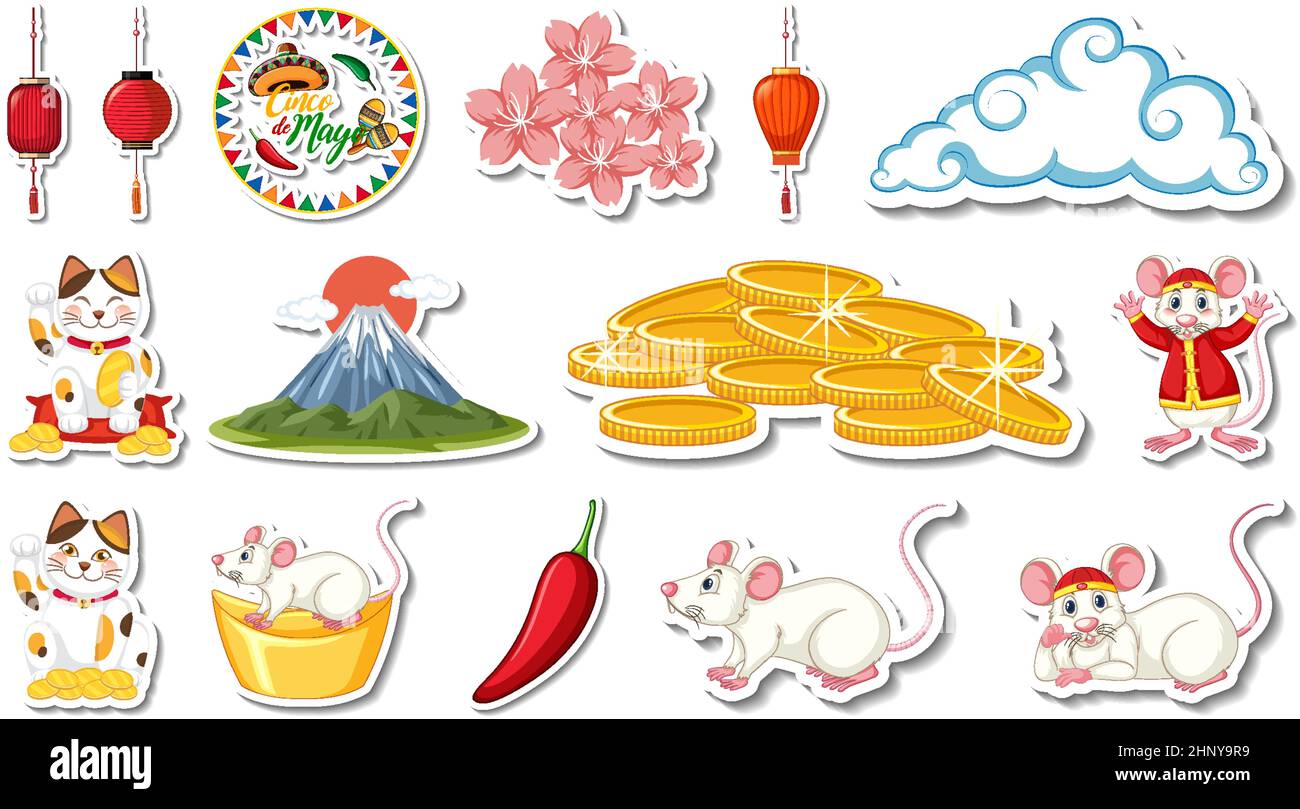 Set of different traditional objects illustration Stock Vector Image ...