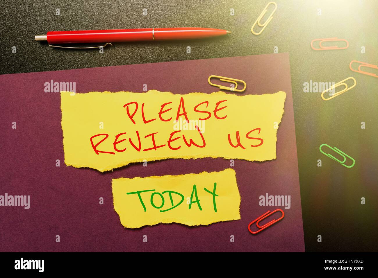 Hand writing sign Please Review Us, Conceptual photo situation or ...