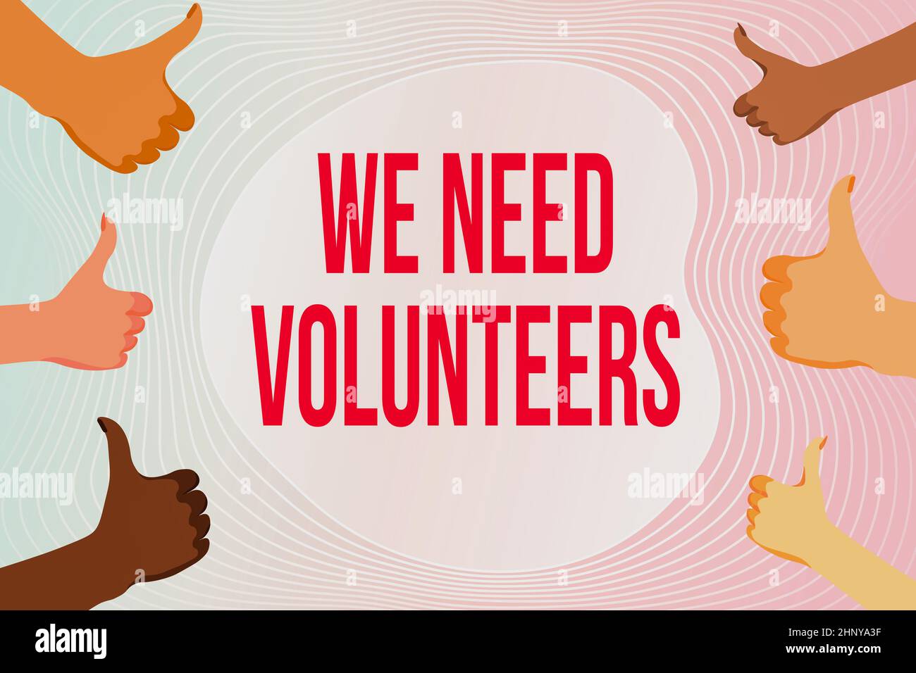 Text caption presenting We Need Volunteers, Word for someone who does ...