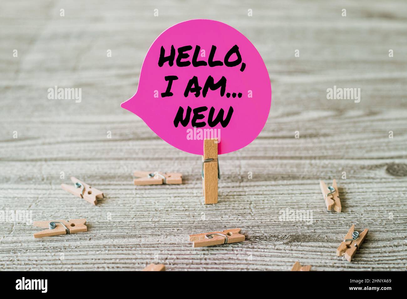 Hand writing sign Hello I Am New, Conceptual photo used greeting or ...