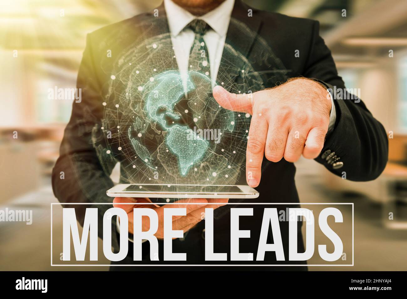 Sign displaying More Leads, Business showcase initiation of consumer ...
