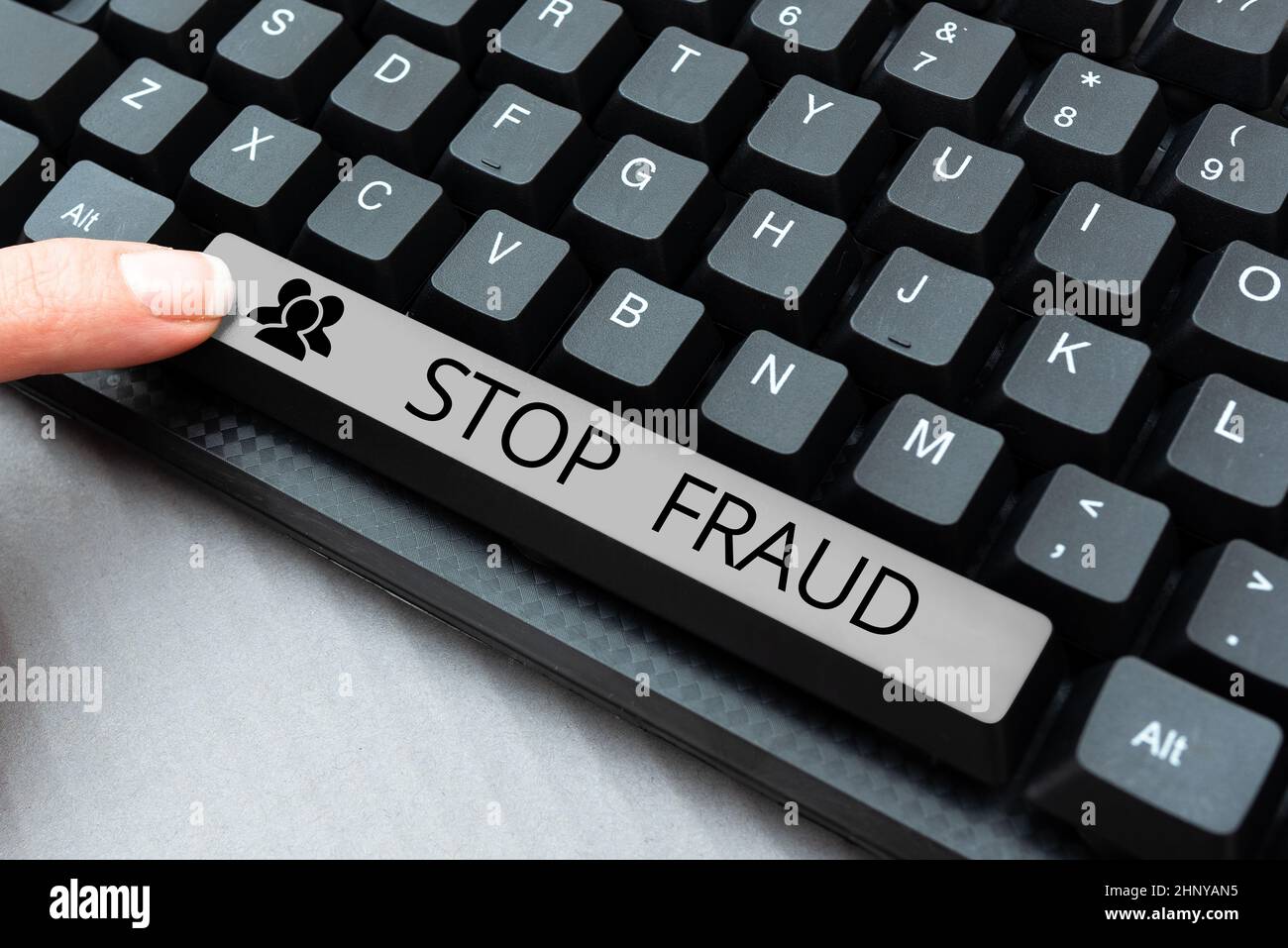 Sign displaying Stop Fraud, Word Written on campaign advices showing to ...