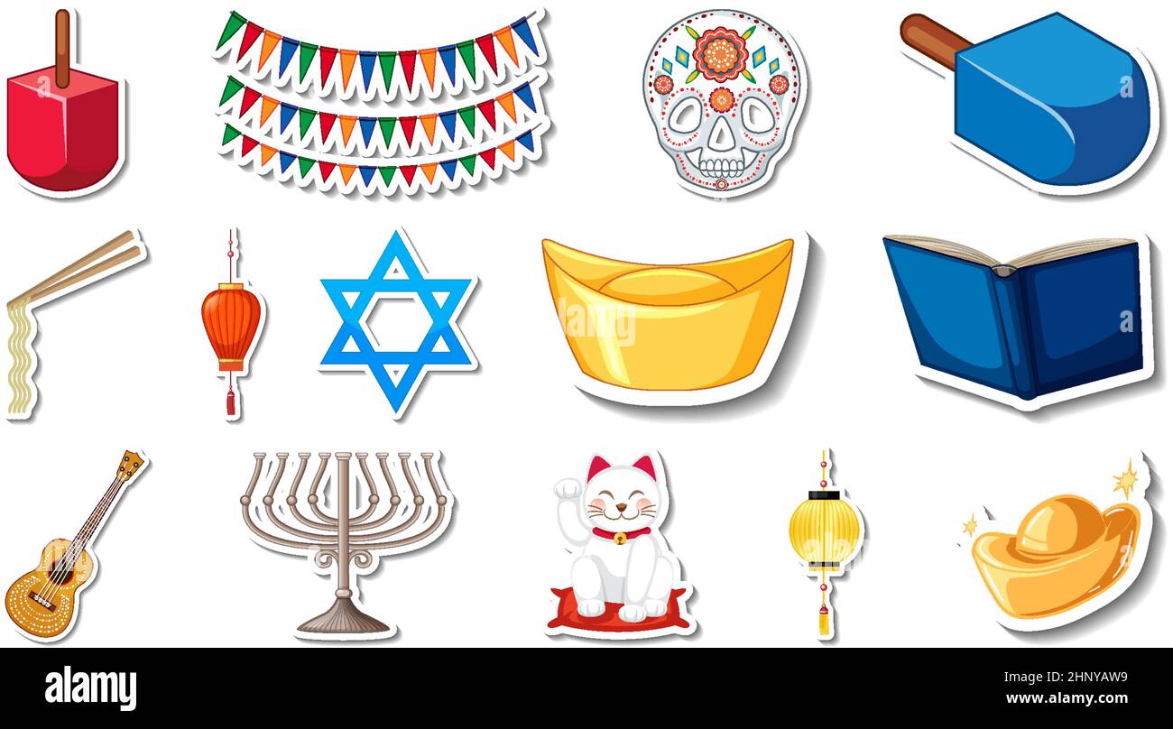 Set of different traditional objects illustration Stock Vector Image ...