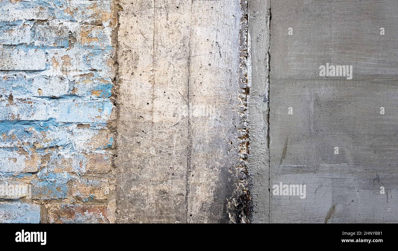 Empty old brick wall texture. Painted problem wall surface. Grunge wide ...