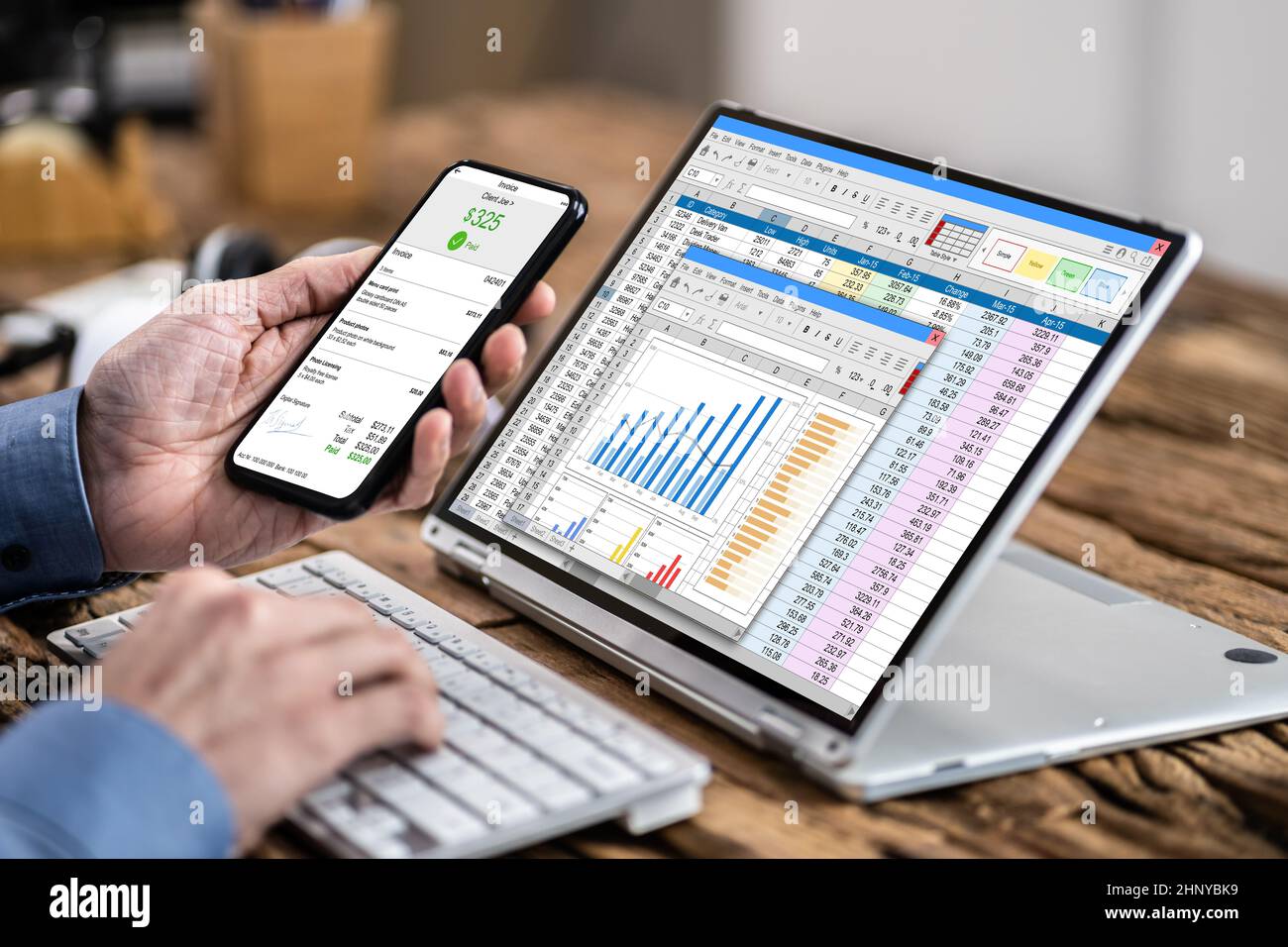 Accounts Manager In Office With Bill And Electronic Spreadsheet Stock ...