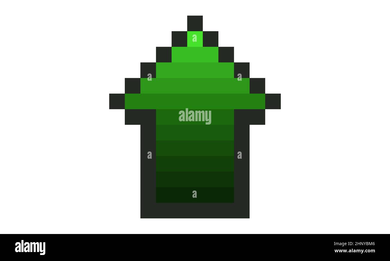 A green arrow, retro vintage 8-bit style video game illustration ...