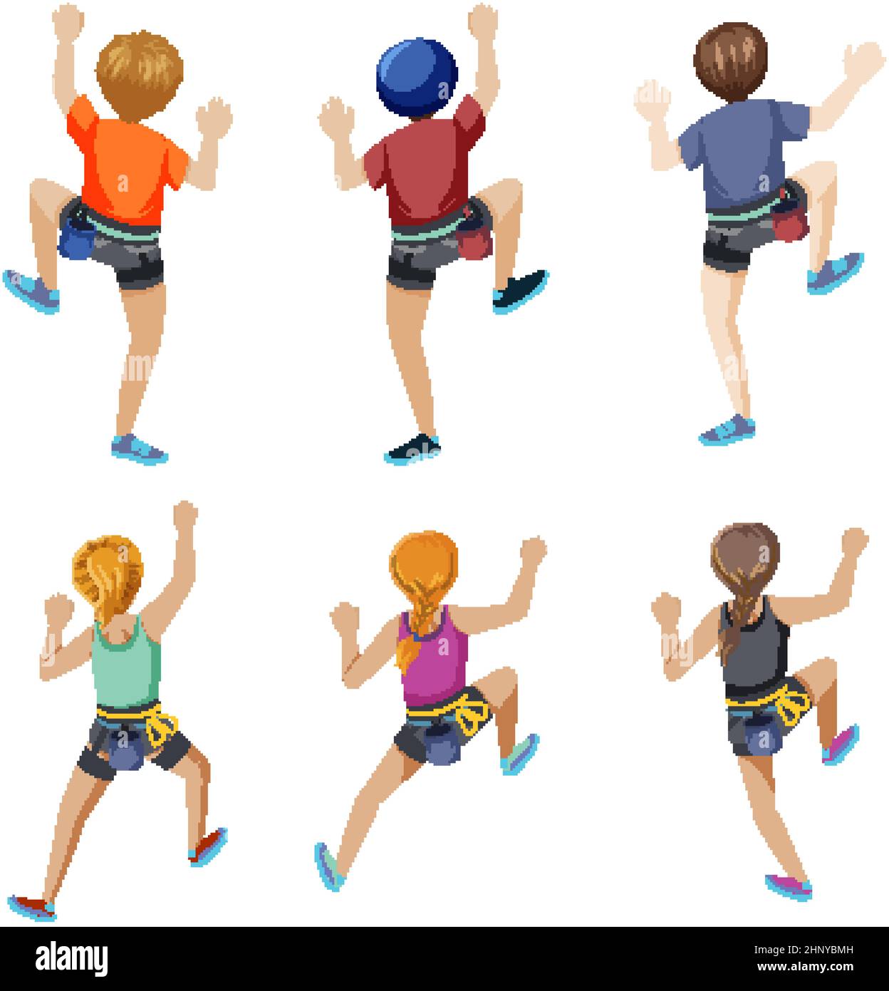 Set of people in climbing position illustration Stock Vector Image ...