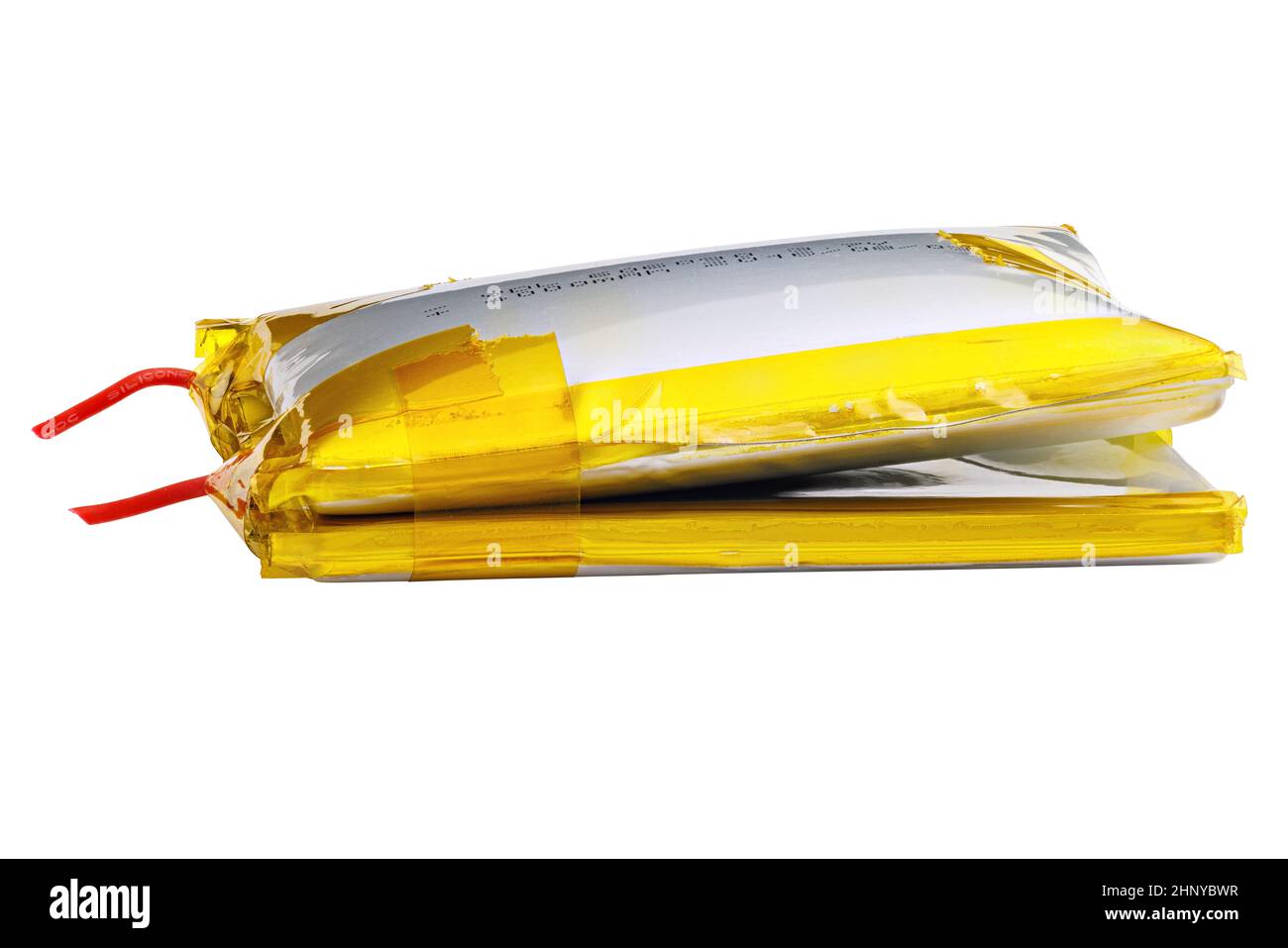 swollen double Li-ion battery pack isolated on white background Stock ...