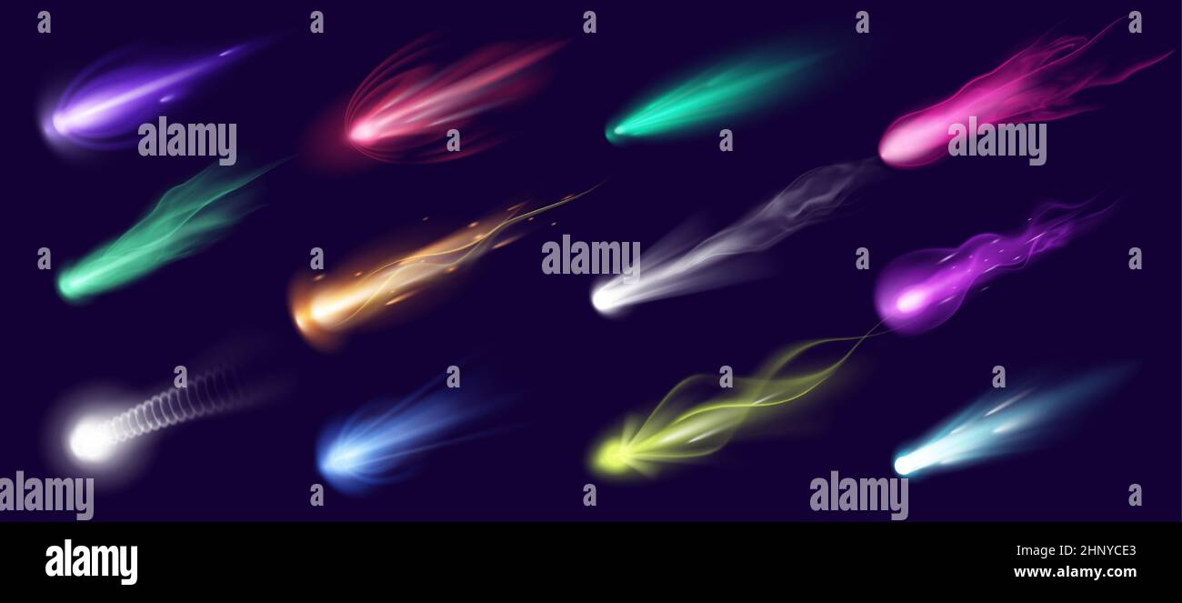 Realistic falling comets, meteors, asteroids and meteorites with fire ...