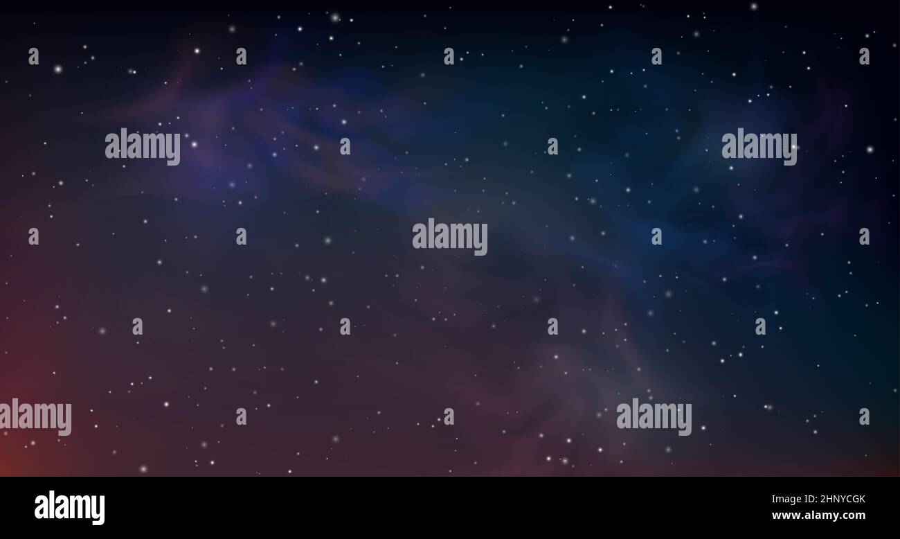 Realistic night background with clear dark sky and shining star. Space ...
