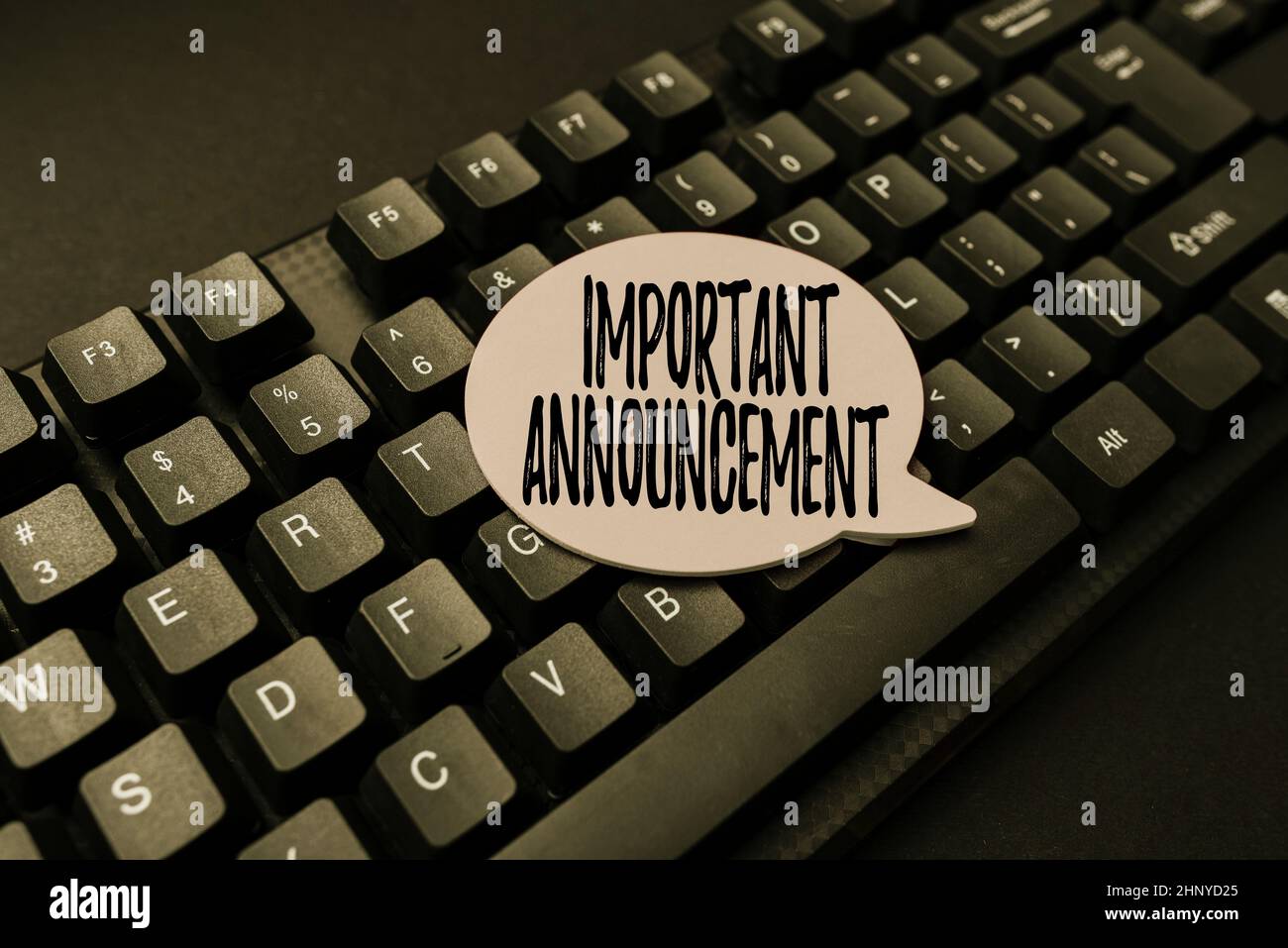 Text caption presenting Important Announcement, Business idea spoken ...