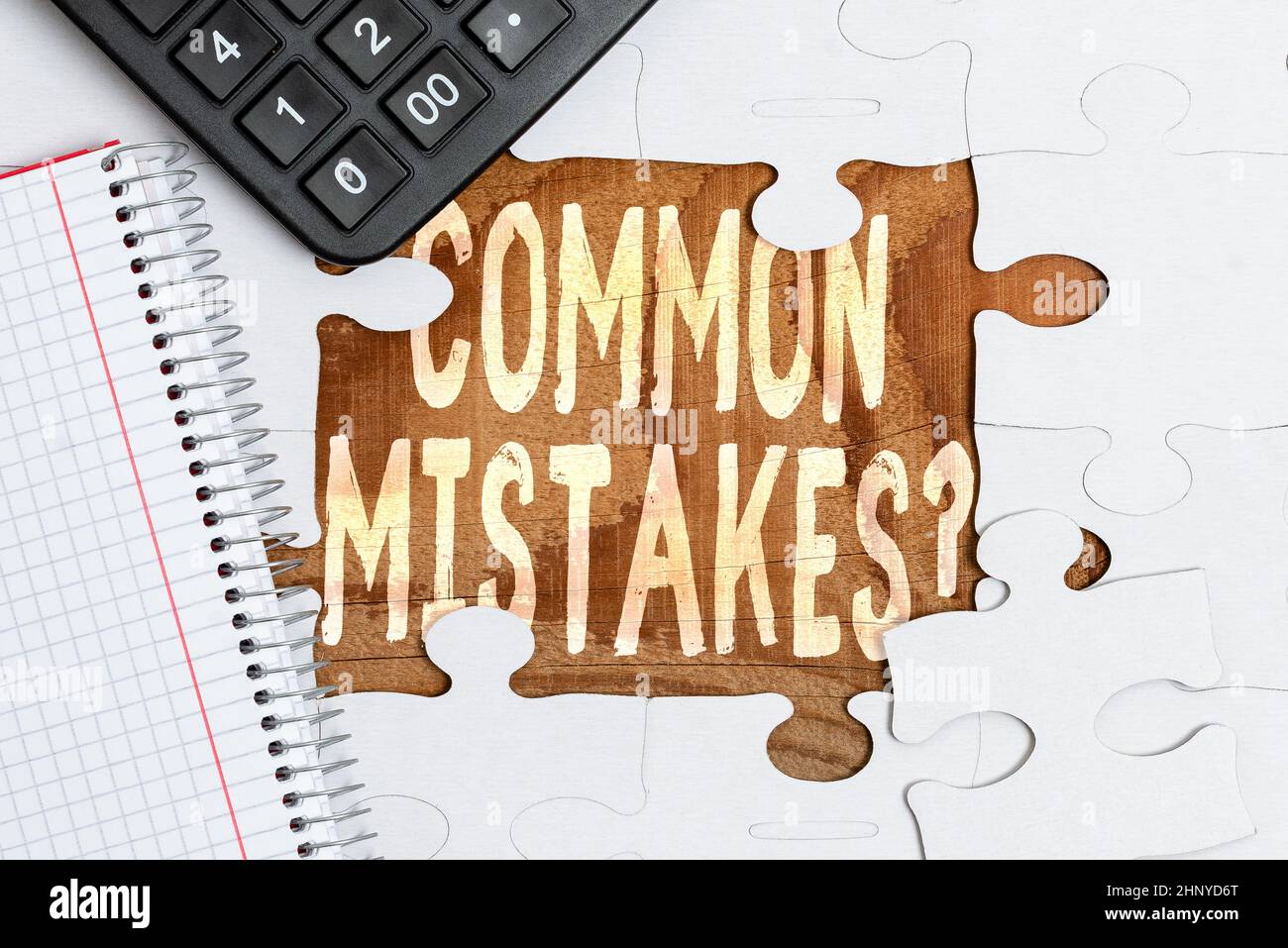 Conceptual caption Common Mistakes Question, Business idea repeat act ...