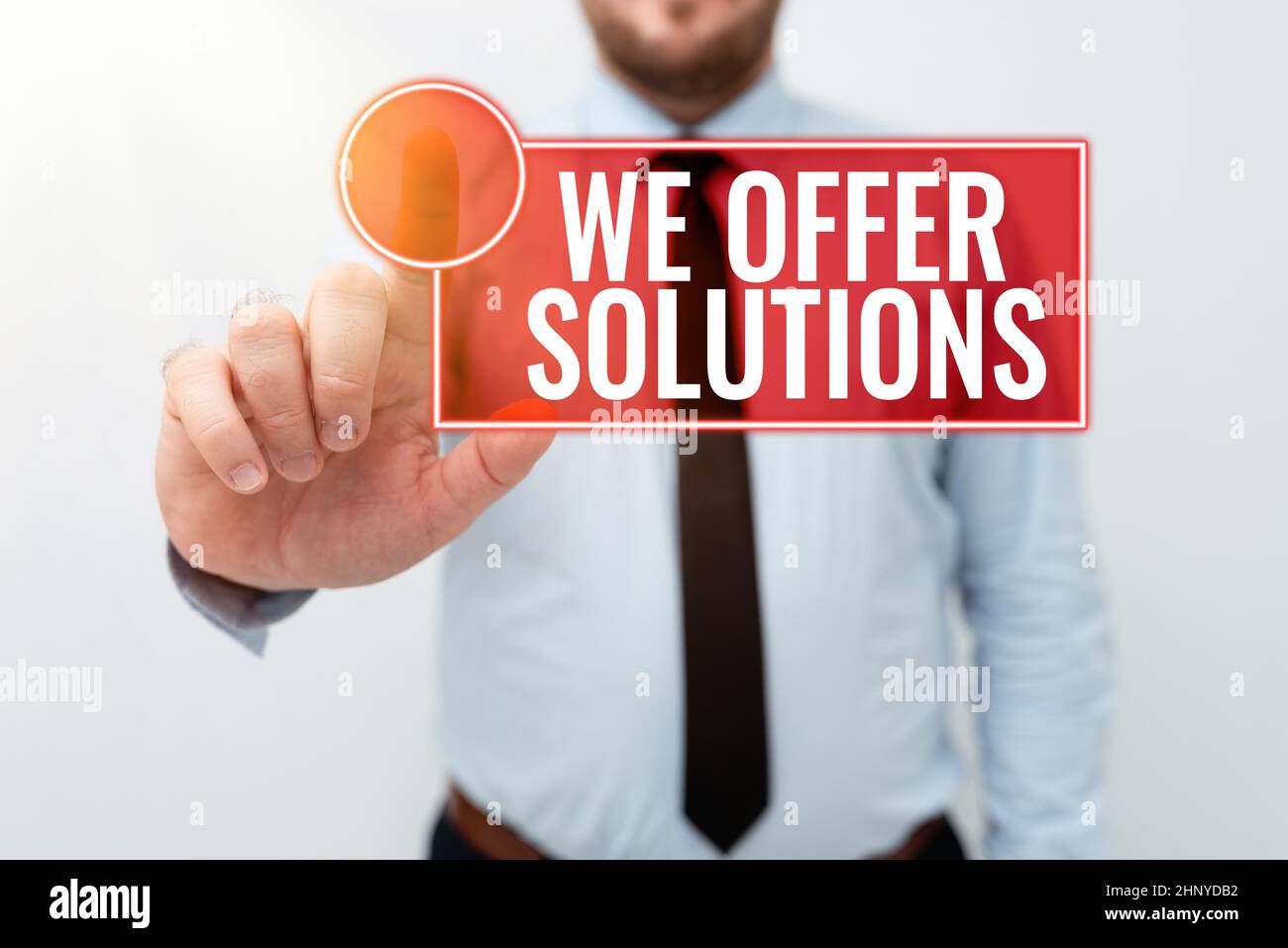 Conceptual display We Offer Solutions, Business concept way to solve ...