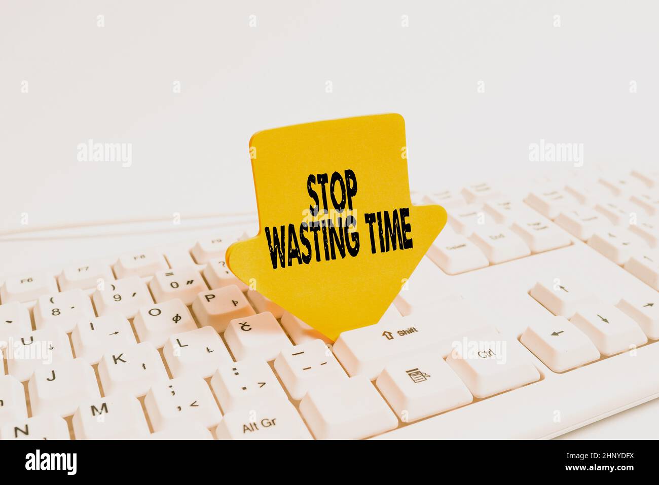 Hand writing sign Stop Wasting Time, Internet Concept advising person ...