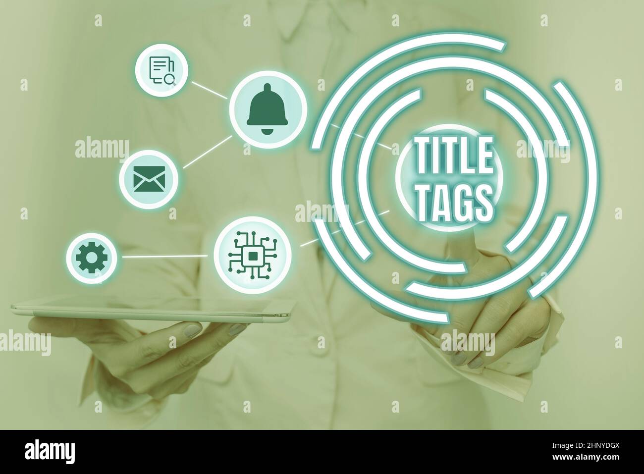 Sign displaying Title Tags, Business concept the HTML element that ...