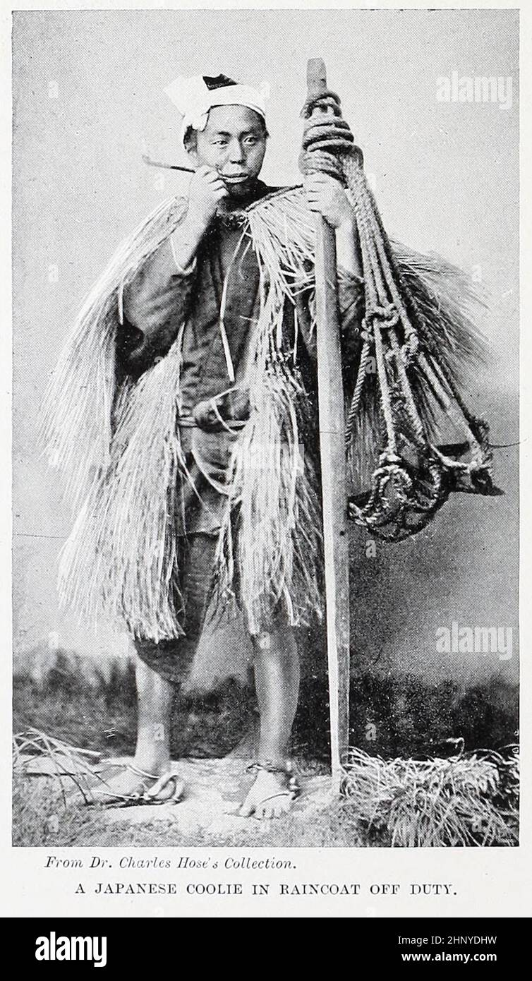 A Japanese coolie in straw raincoat off duty from The living races of ...