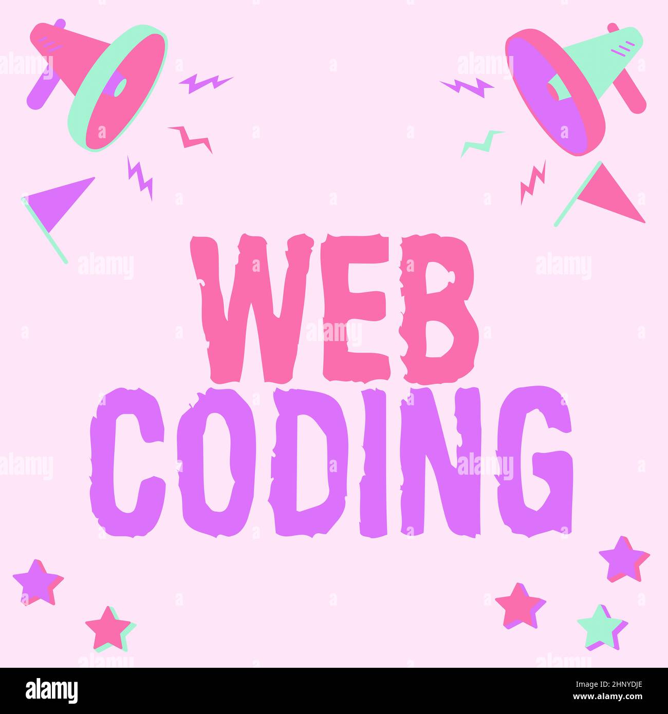 Text caption presenting Web Coding, Word for work involved in developing a web site for the ...