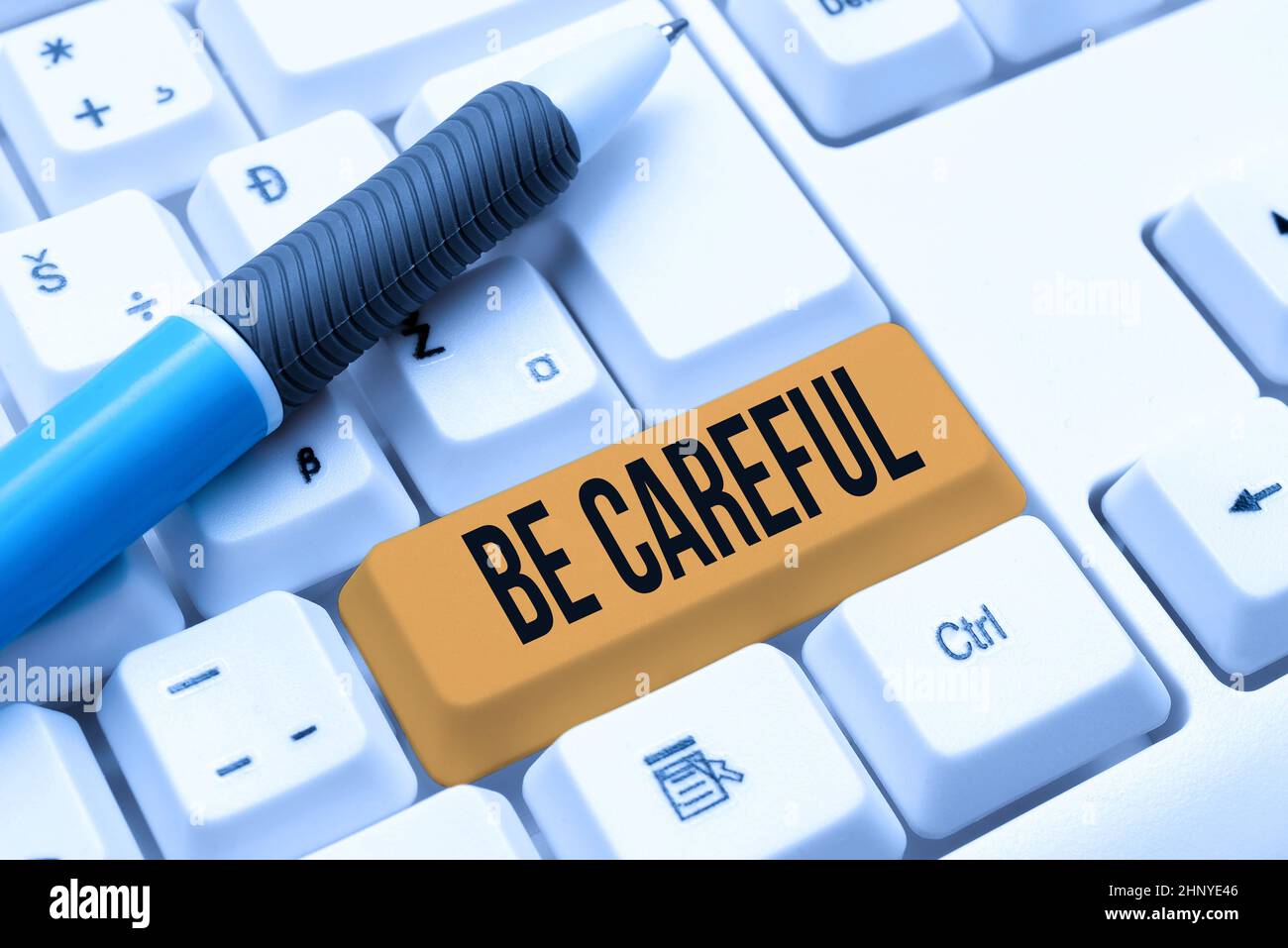 Hand writing sign Be Careful, Word for making sure of avoiding ...