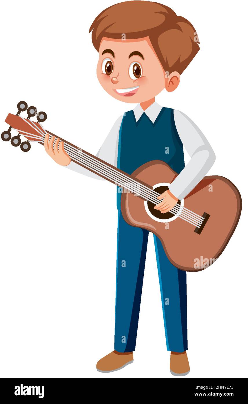 A male musician cartoon character on white background illustration ...