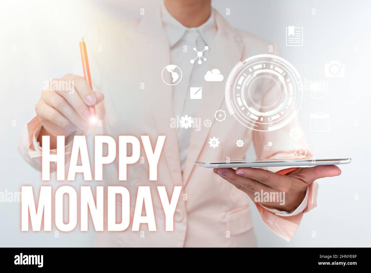 Sign displaying Happy Monday, Word for telling that person order to ...