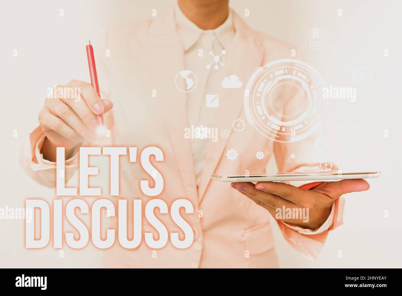 Sign displaying Let S Discuss, Word Written on asking someone to talk ...