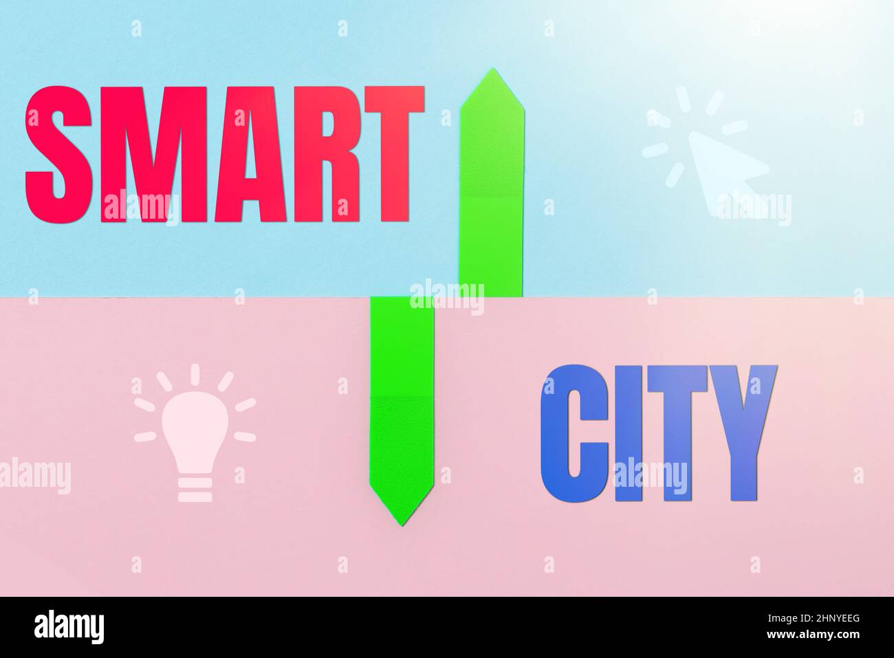 Conceptual display Smart City, Internet Concept urban area that uses ...