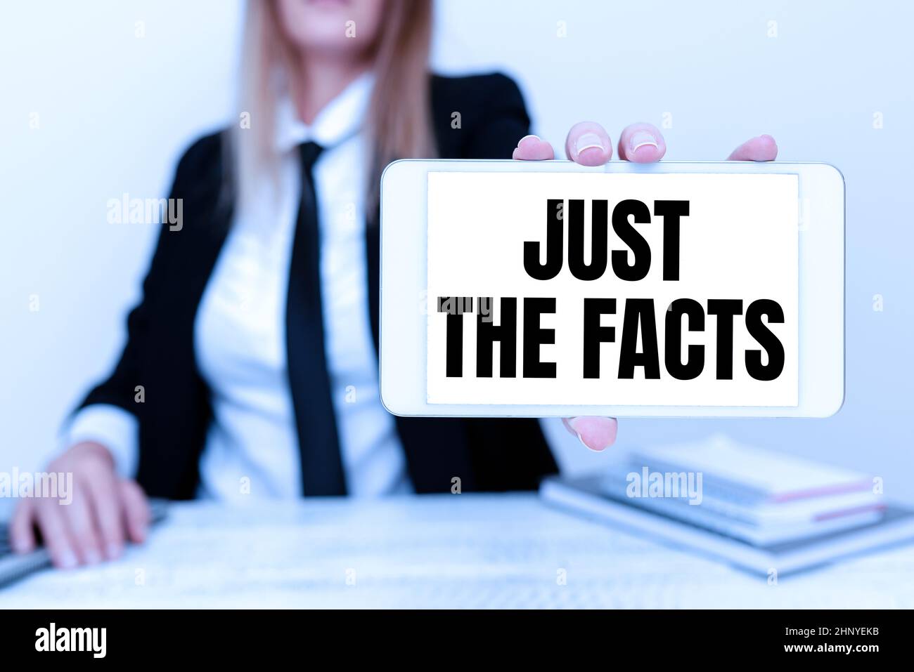 Writing displaying text Just The Facts, Word for to have the correct ...