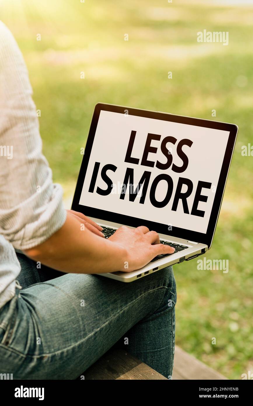 Inspiration showing sign Less Is More, Conceptual photo used to express ...
