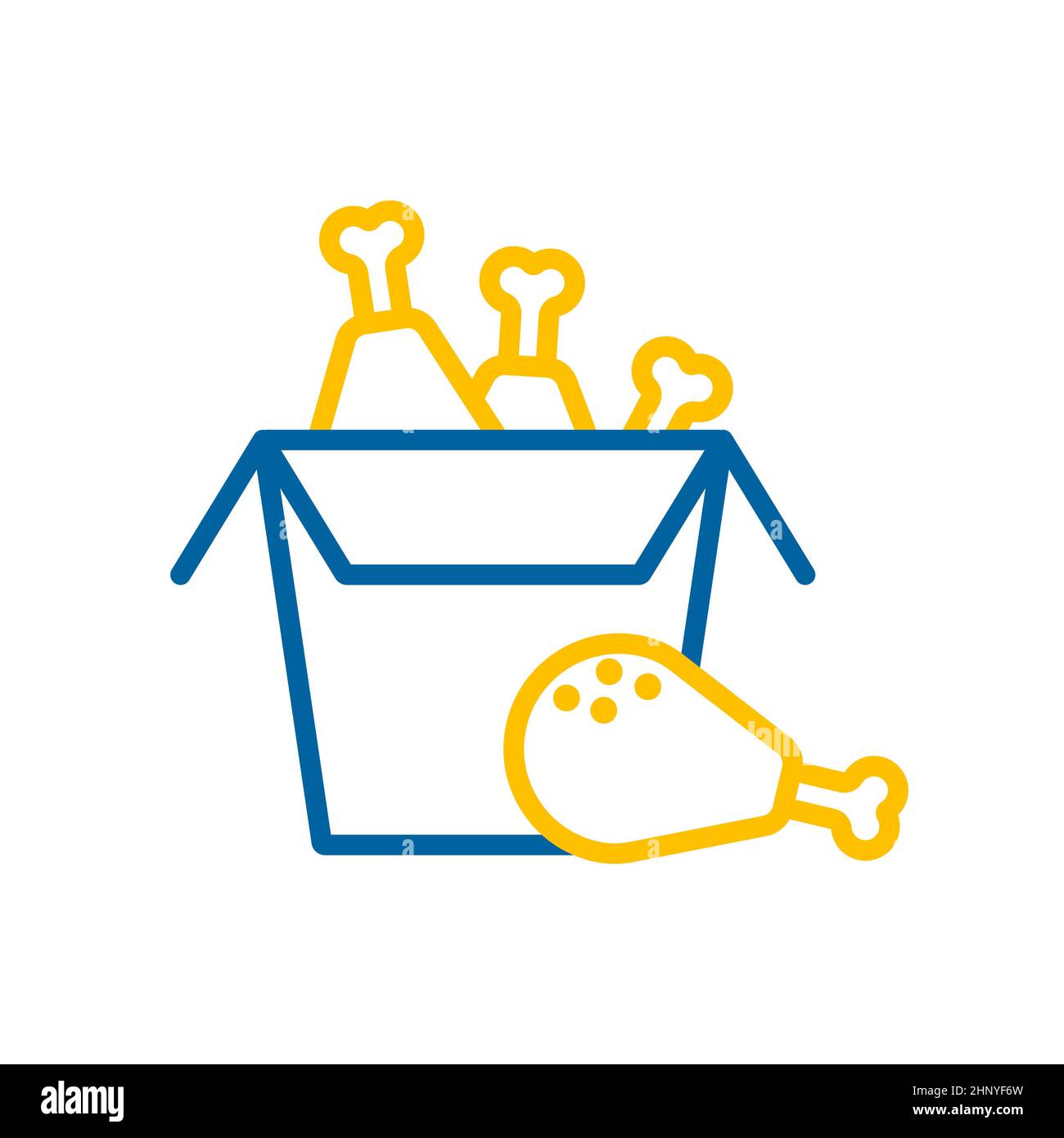 Fried chicken in the box vector isolated icon. Delivery sign. Graph ...