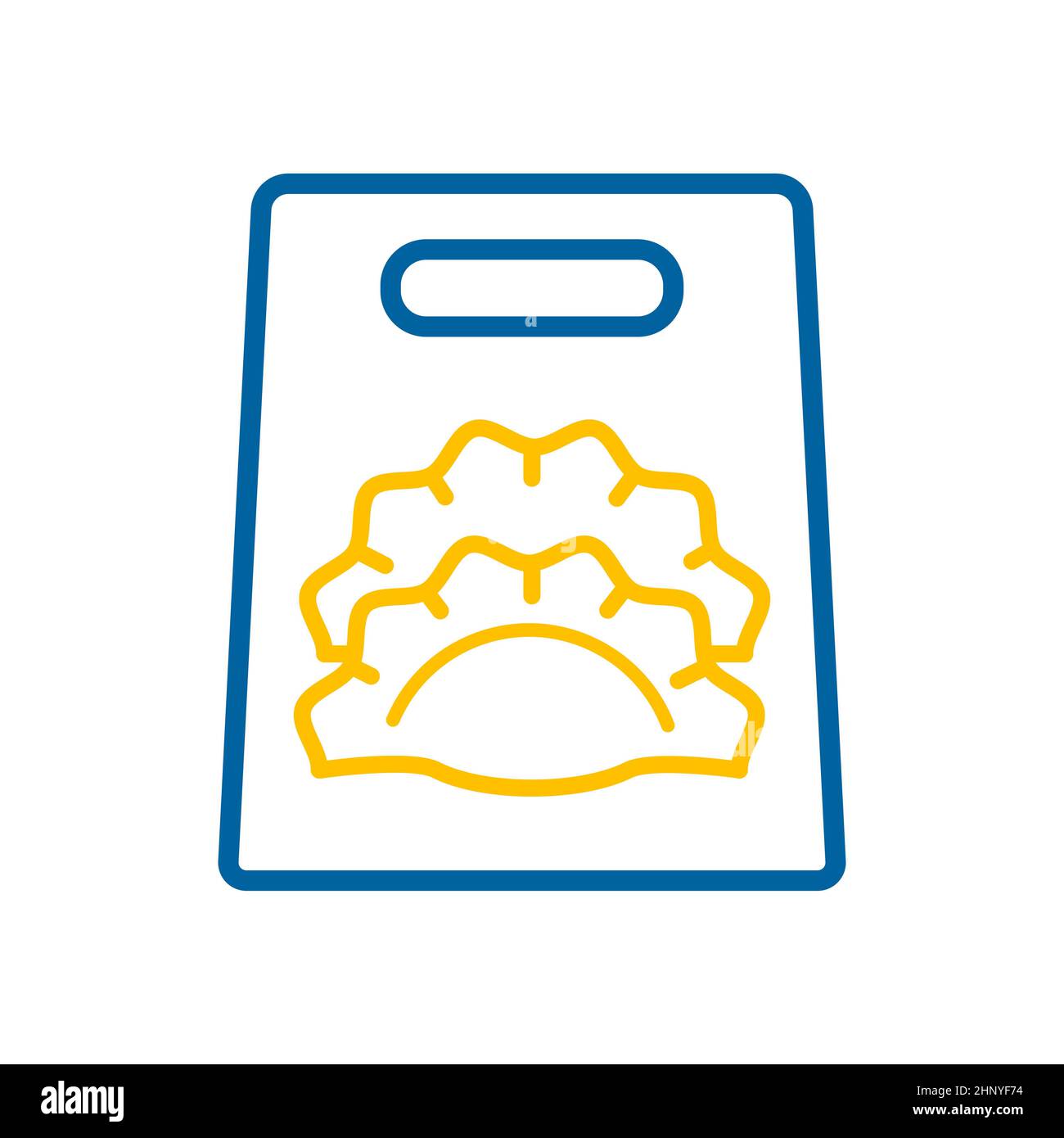 Fast food delivery take away paper bag vector isolated icon. Dumpling ...